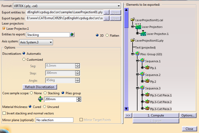Exporting a Laser Projection